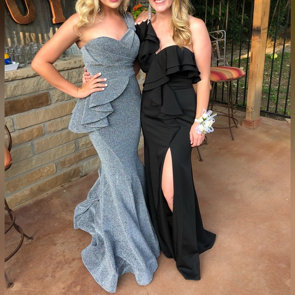 Dresses | Silver Sparkle Gown Elegant Luxe Flow Bottom Dress | Poshmark